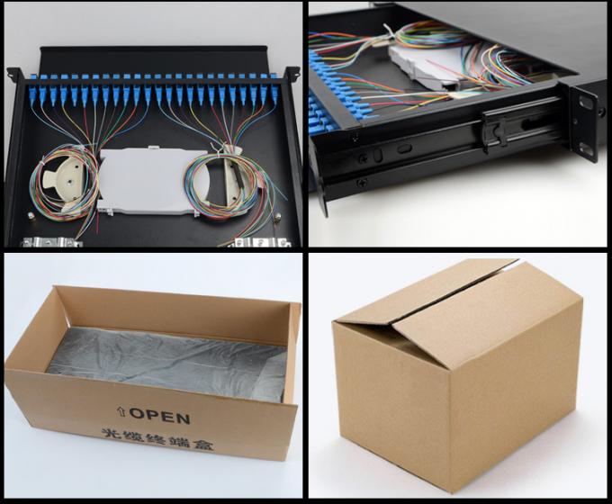 1U Fiber Patch Panel 24 Port Black Fiber Optic Termination Box Rack Mount