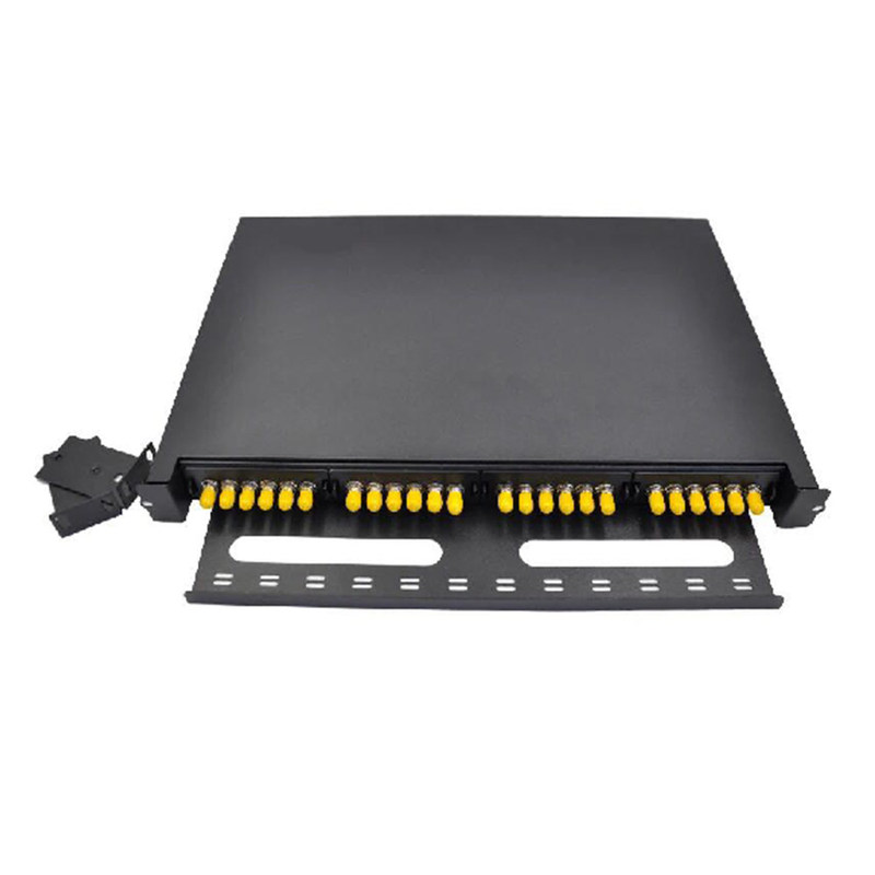 Black ODF Patch Panel Simplex 24F 24 Port ST Fiber Patch Panel Face ...
