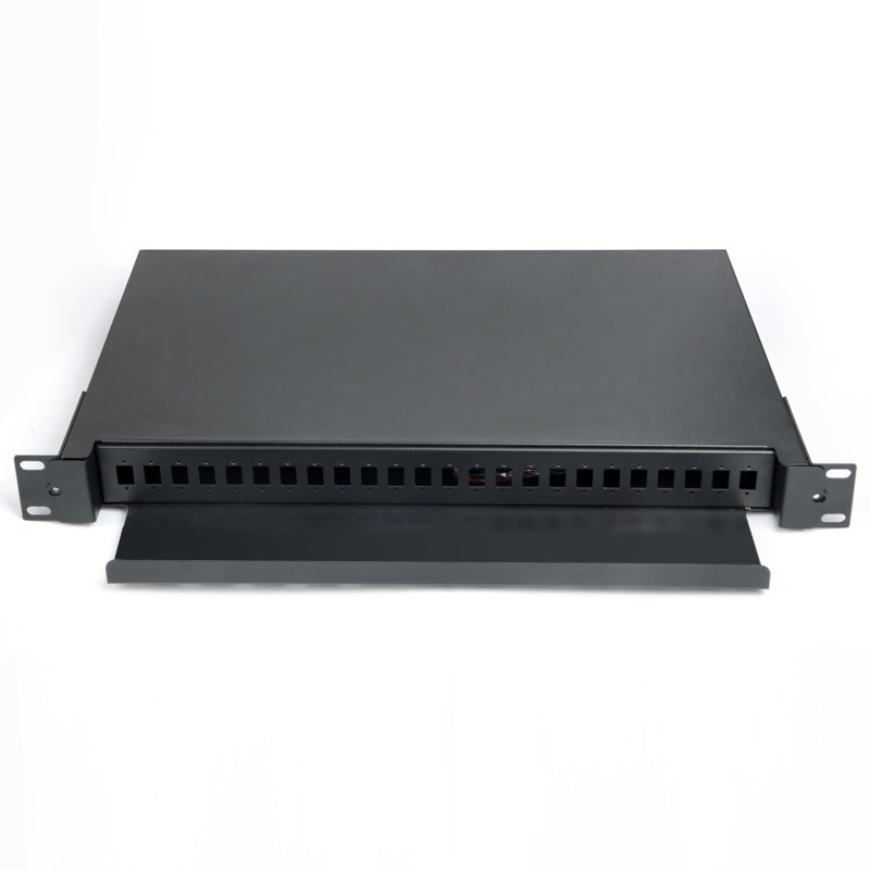 1U Fiber Patch Panel 24 Port Black Fiber Optic Termination Box Rack Mount