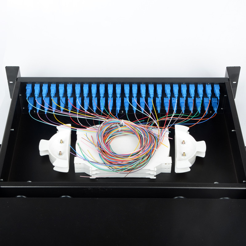 48 Ports 2U Fiber Optic Enclosure SC Simplex / LC Duplex Sliding Patch ...