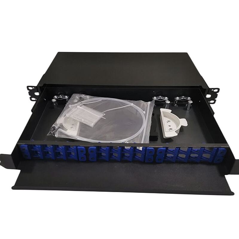 19" 24 Port Fiber Optic Patch Panel Indoor Rack Mount 1U ODF 24 Core