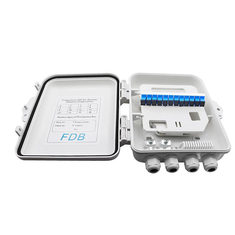 SC 1x8 PLC Fiber Optic Splitter Box IP65 12Cores Wall Mounted