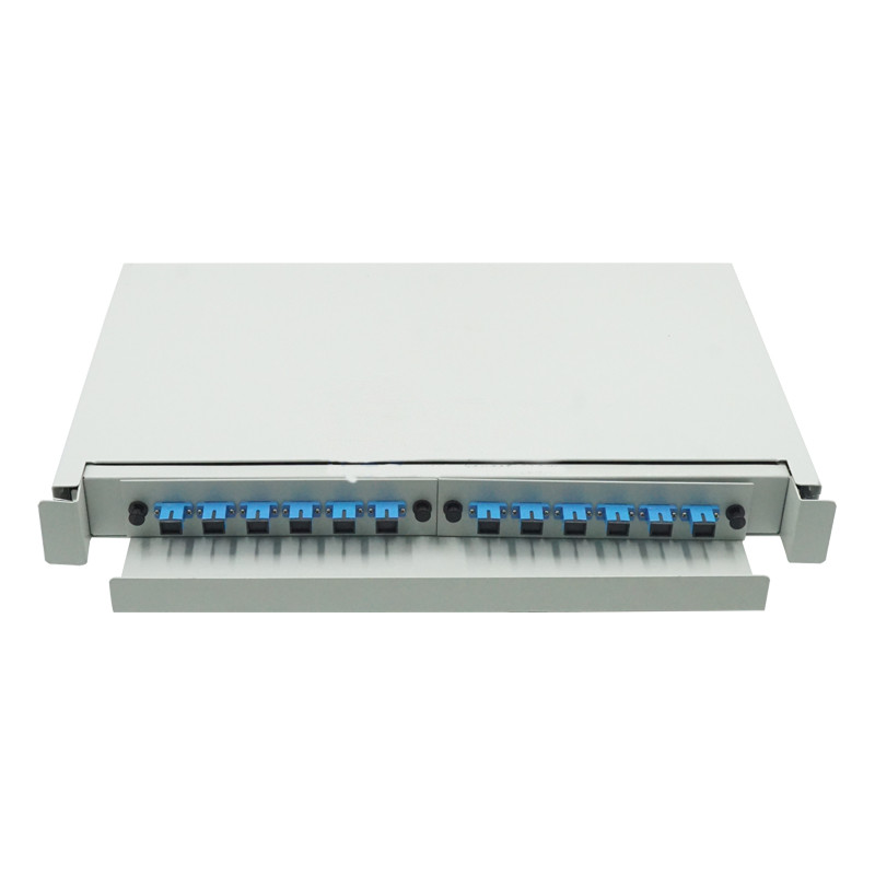 ODF White Fiber Optic Patch Panel Slide 1U 12 Port Rack Mount Patch Panel