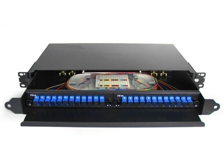 Black Rack Mount Fiber Termination Box FC Patch Panel ODF 24Core