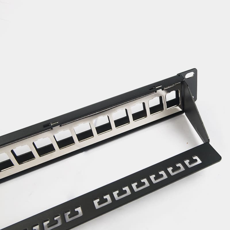 RJ45 Network Patch Panel 24 Port 1U Keystone C5 / C5E C6 With Mangement Bar