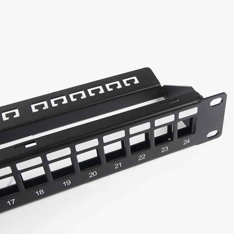 RJ45 Network Patch Panel 24 Port 1U Keystone C5 / C5E C6 With Mangement Bar