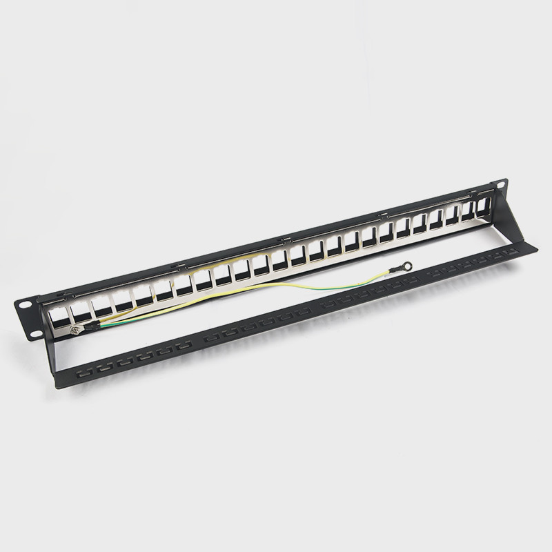 RJ45 Network Patch Panel 24 Port 1U Keystone C5 / C5E C6 With Mangement Bar