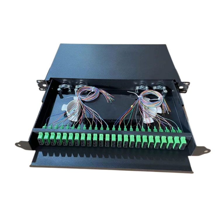 19 Inch Black Rack Mount Optical Drawers Fiber Optic Patch Panel For ...