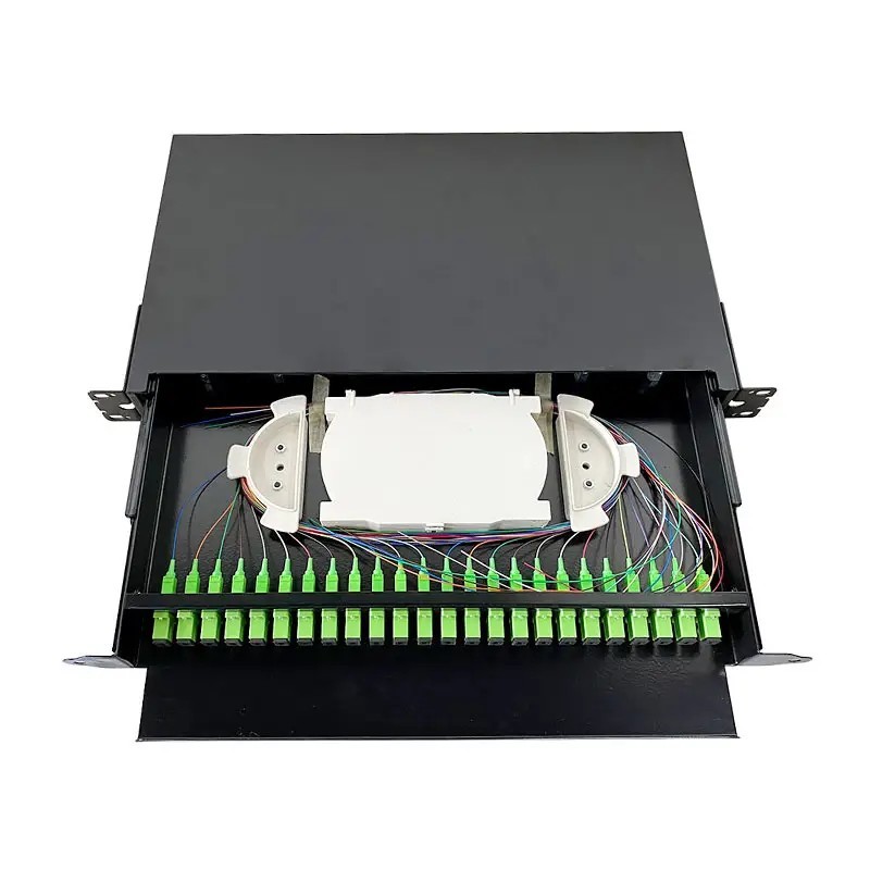 19 Inch Black Rack Mount Optical Drawers Fiber Optic Patch Panel For ...