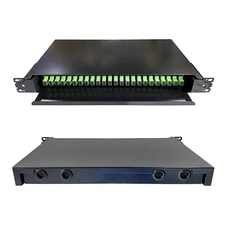 19 Inch Black Rack Mount Optical Drawers Fiber Optic Patch Panel For ...