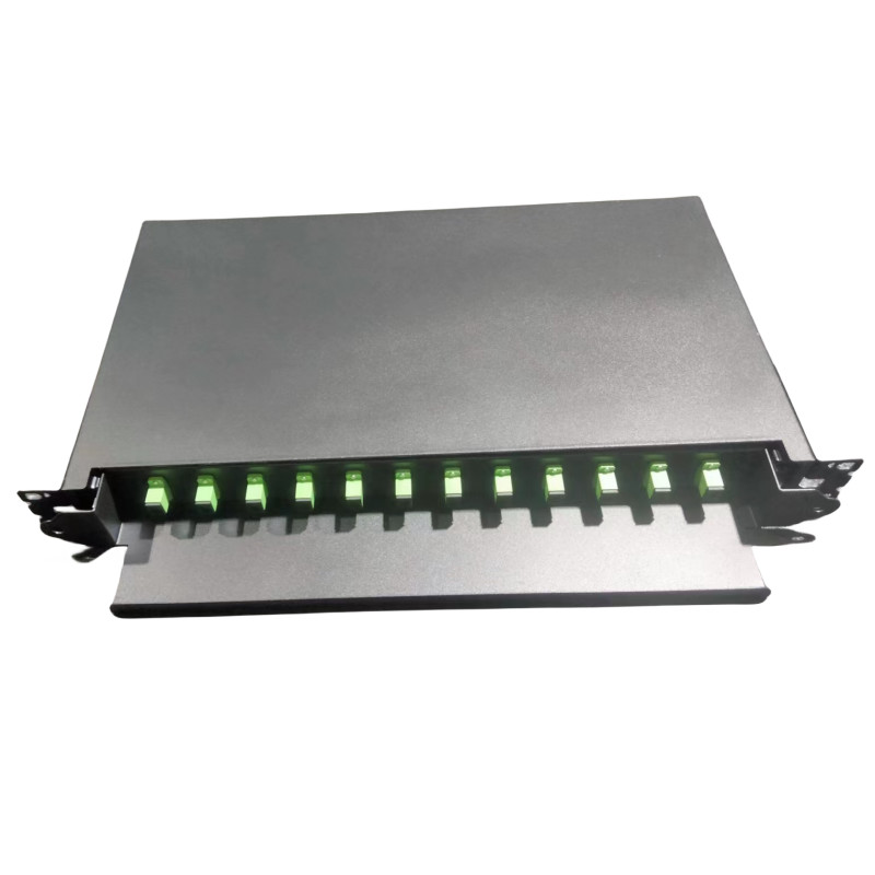19 Inch Sliding Fiber Patch Panel 12 Port FC APC Simplex Adapter ...